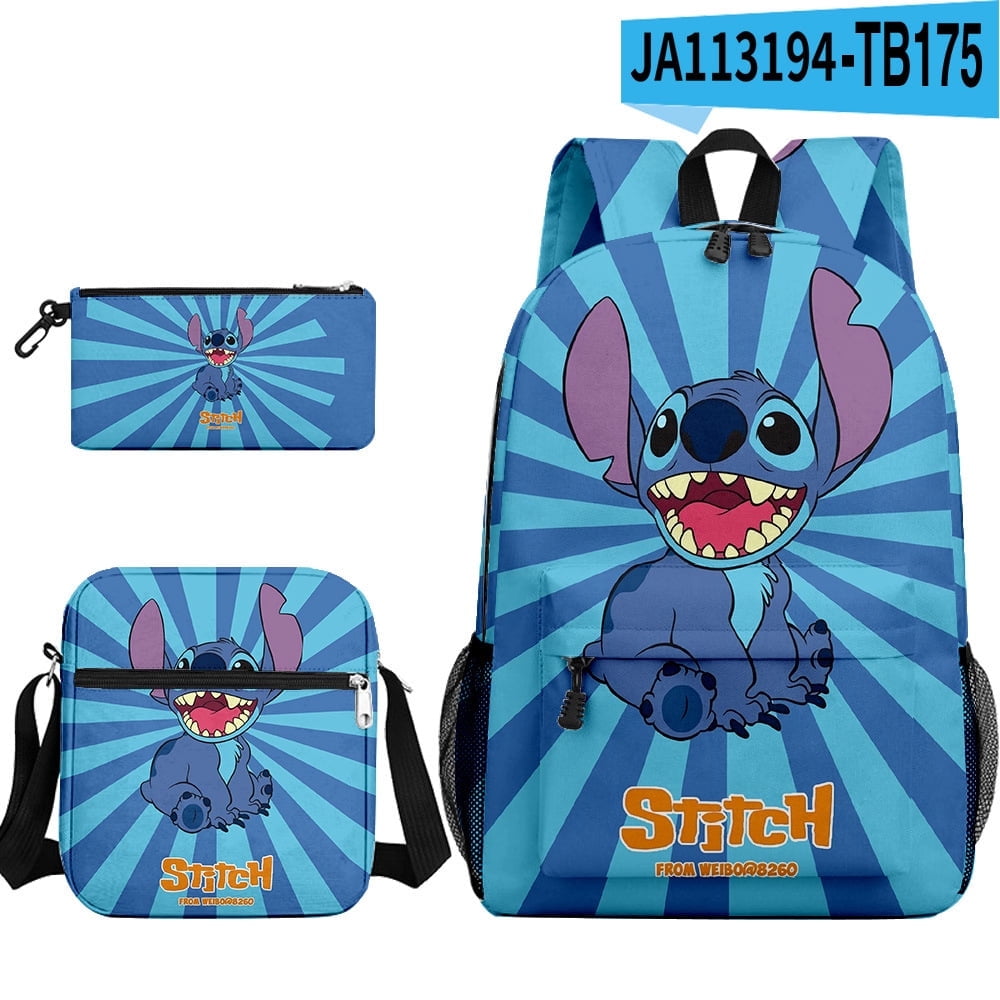 Stitch Anime Backpack Set 3 Pieces with Shoulder Bag and Pencil Case ...