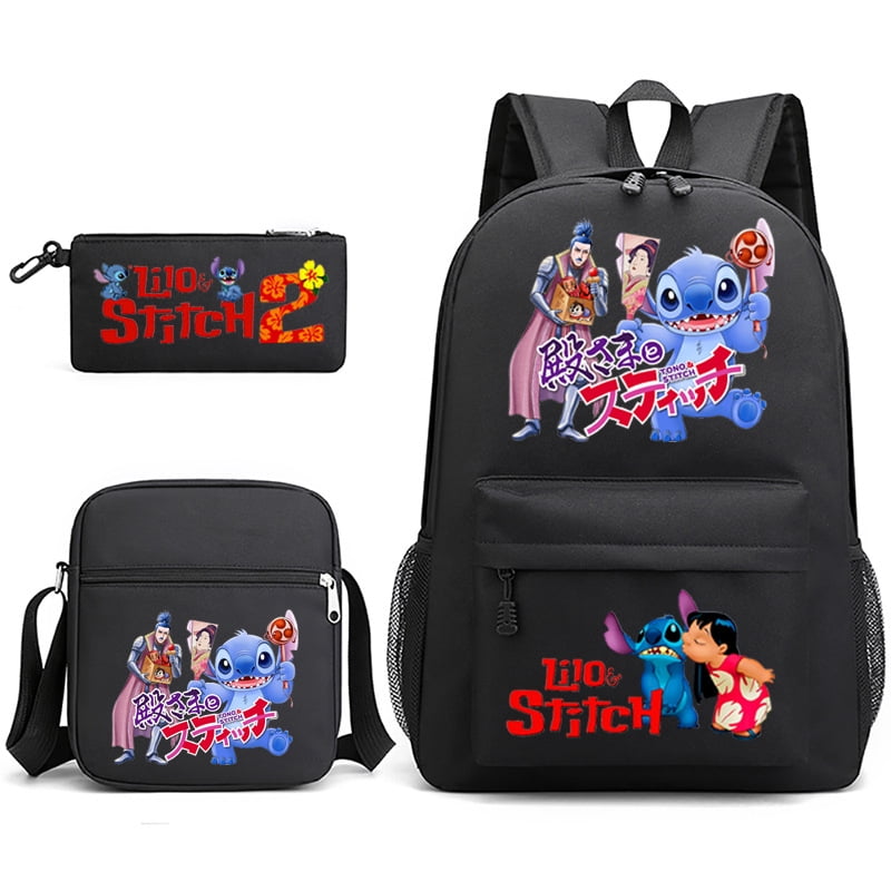 Stitch Anime Backpack Set 3 Pieces Shoulder Bag and Pencil Case for ...