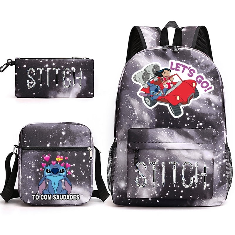 Stitch Anime Backpack Set 3 Pieces Shoulder Bag and Pencil Case for ...
