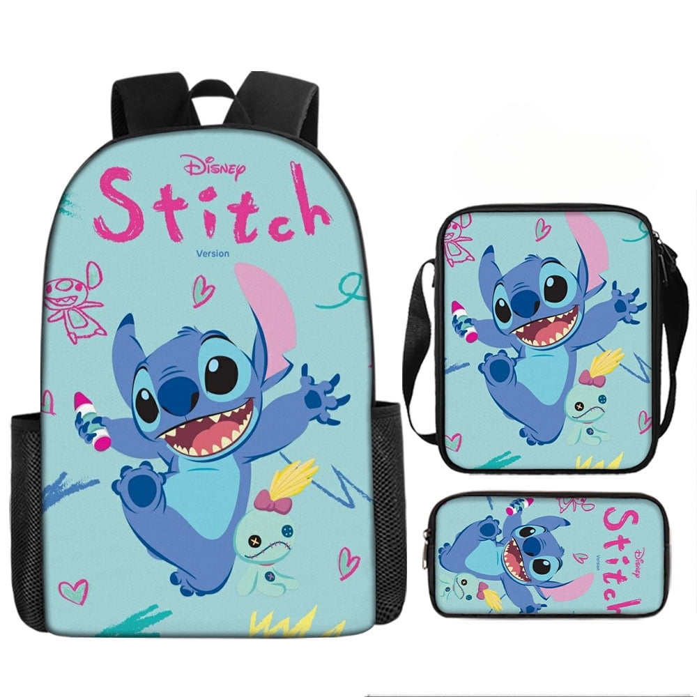 Stitch Anime Backpack Set 3 Pieces Shoulder Bag and Pencil Case for ...