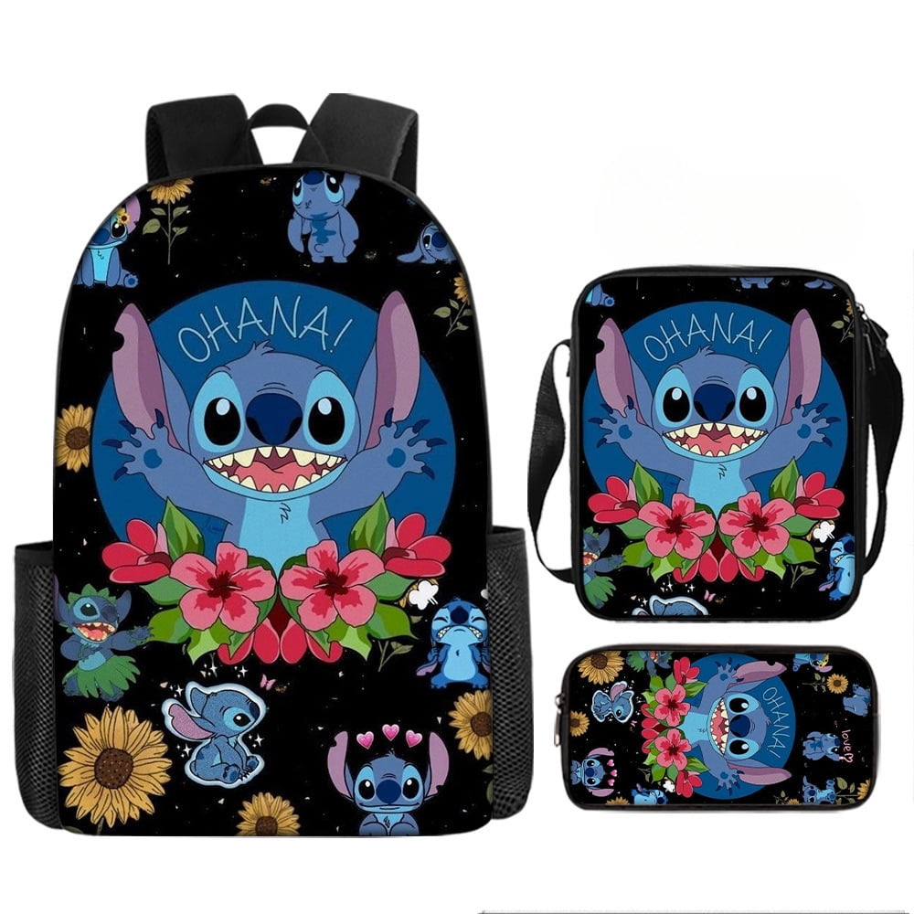 Stitch Anime Backpack Set 3 Pieces Shoulder Bag and Pencil Case for ...