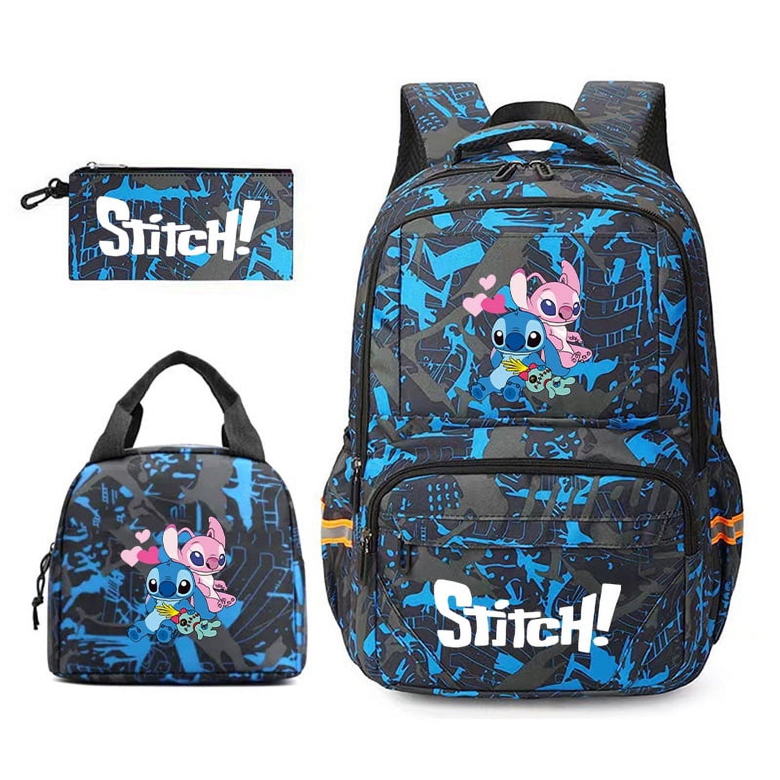 Stitch Anime Backpack for Teen/Womens/Mens Cartoon Backpack Set Daypack ...