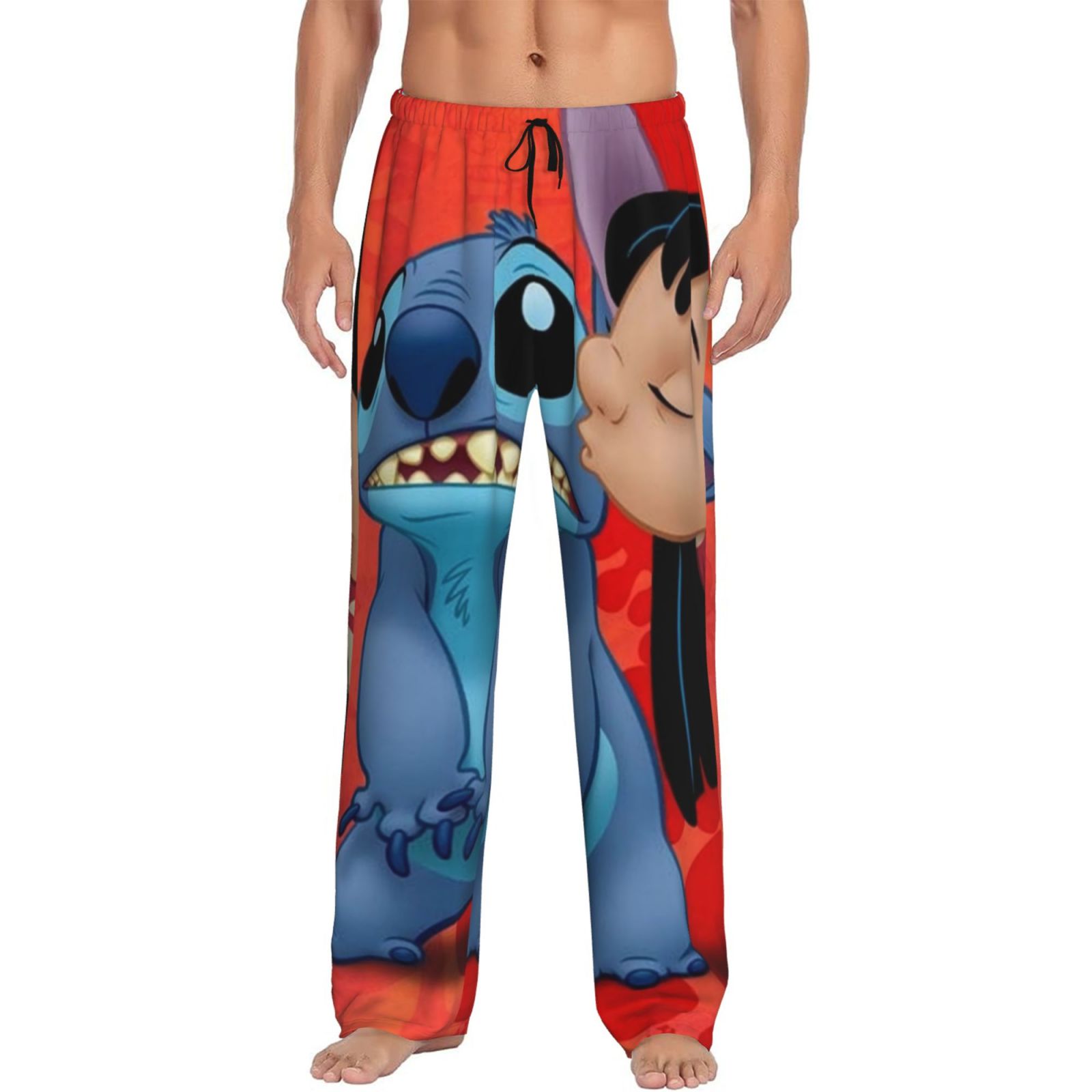 Stitch Anime Cartoon All-Over Print Men'S Black Pajama Pants - Walmart.com