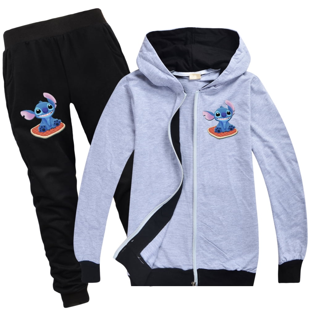 Stitch Anime Lilo & Stitch Zip-Up Tracksuit Set for Boys & Girls – Fun ...