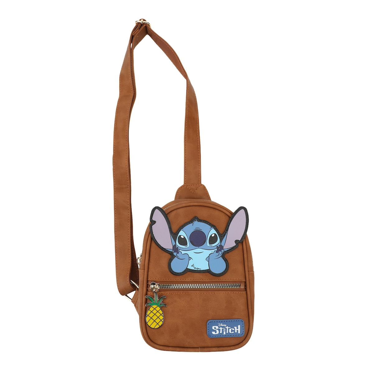 Stitch Applique Character Art 7.4" Brown Sling Bag - Walmart.com
