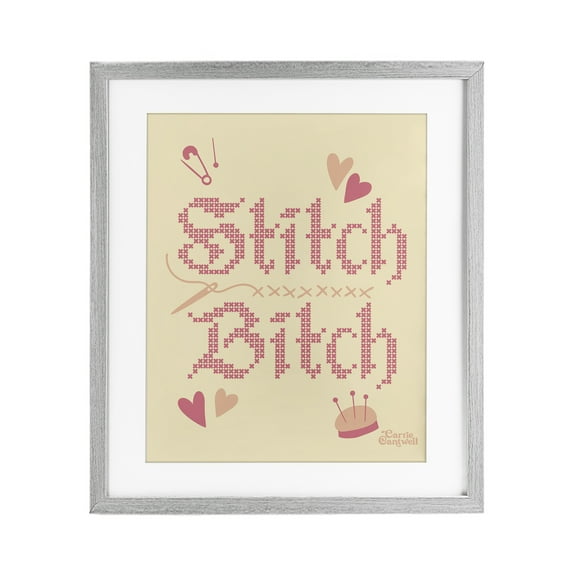 Stitch B*tch Embroidery Craft Gray Framed Print Under Glass, design by ...