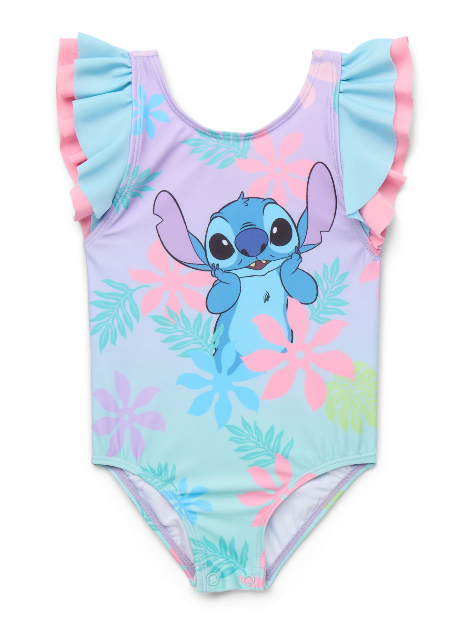 Disney Stitch Baby Girls Ruffle One Piece Swimsuit, Sizes 12M-24M ...