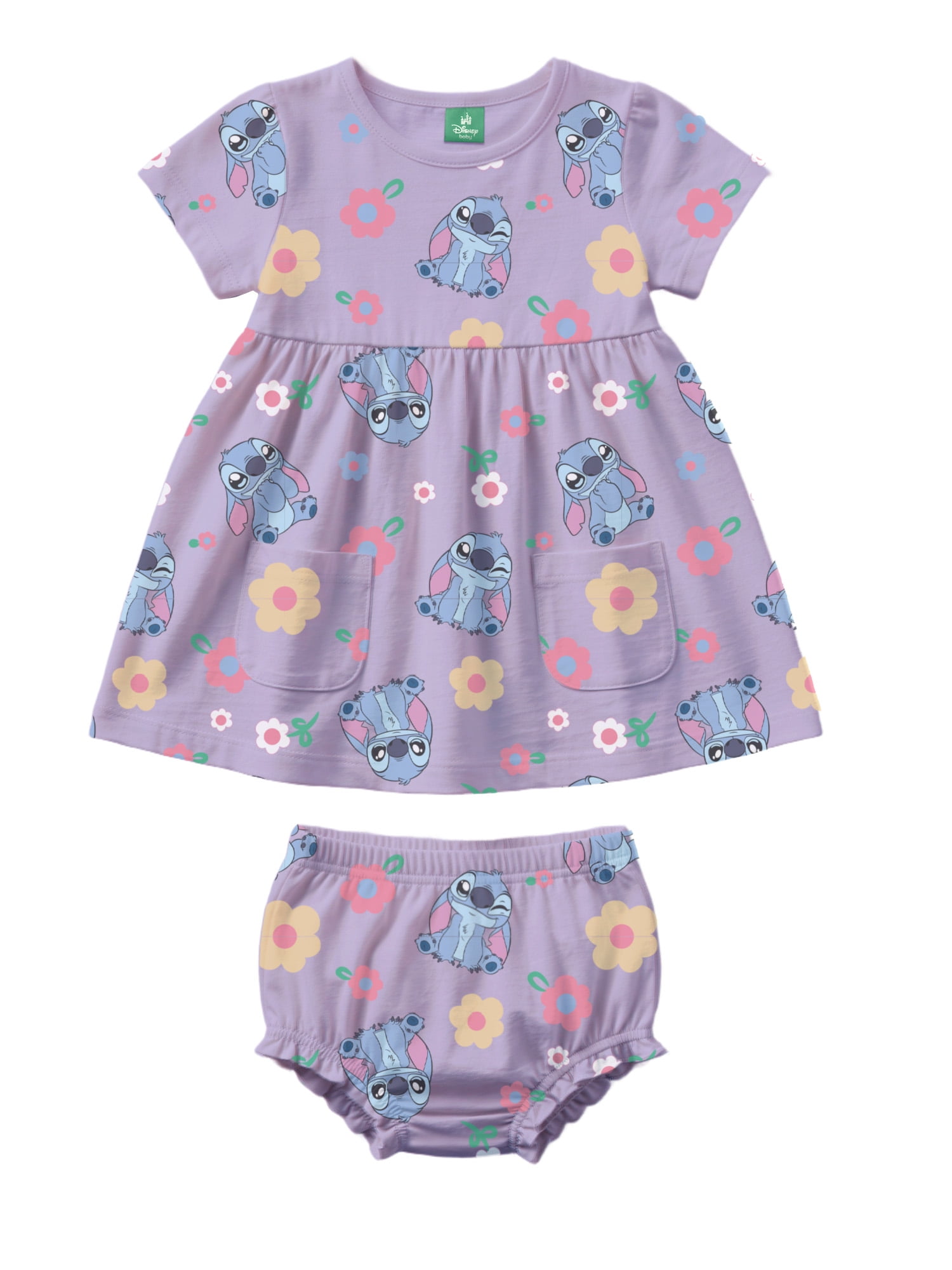 Stitch Baby Girl Viscose French Terry Dress and Panty Set, Sizes 0-24 ...