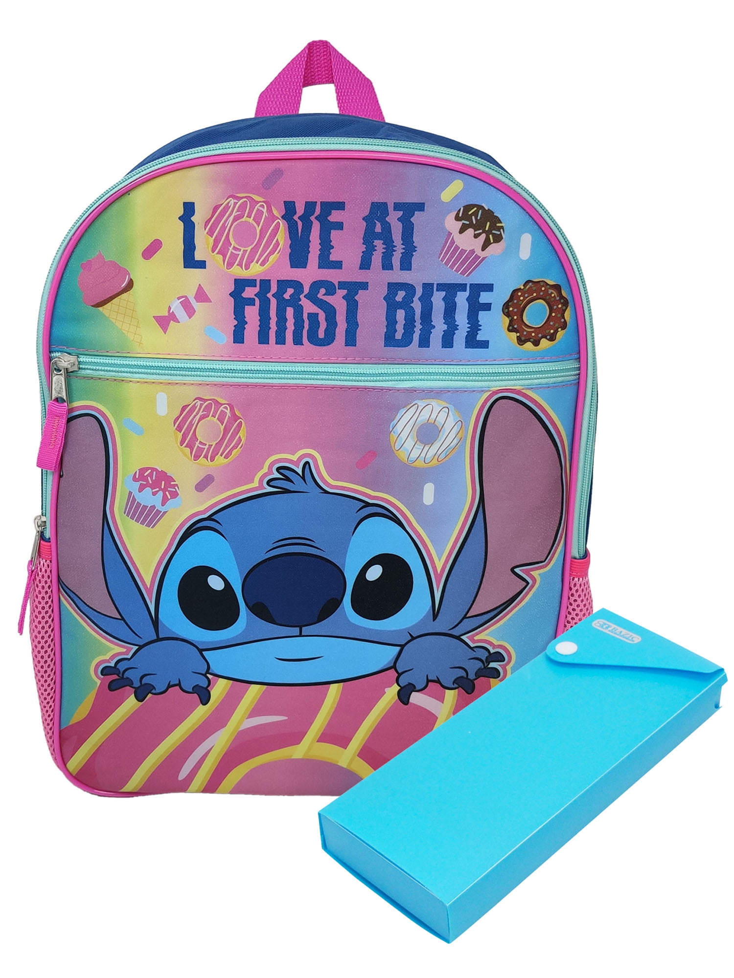 Stitch Backpack 16" Disney Donuts Love At First Bite & Sliding Pencil ...