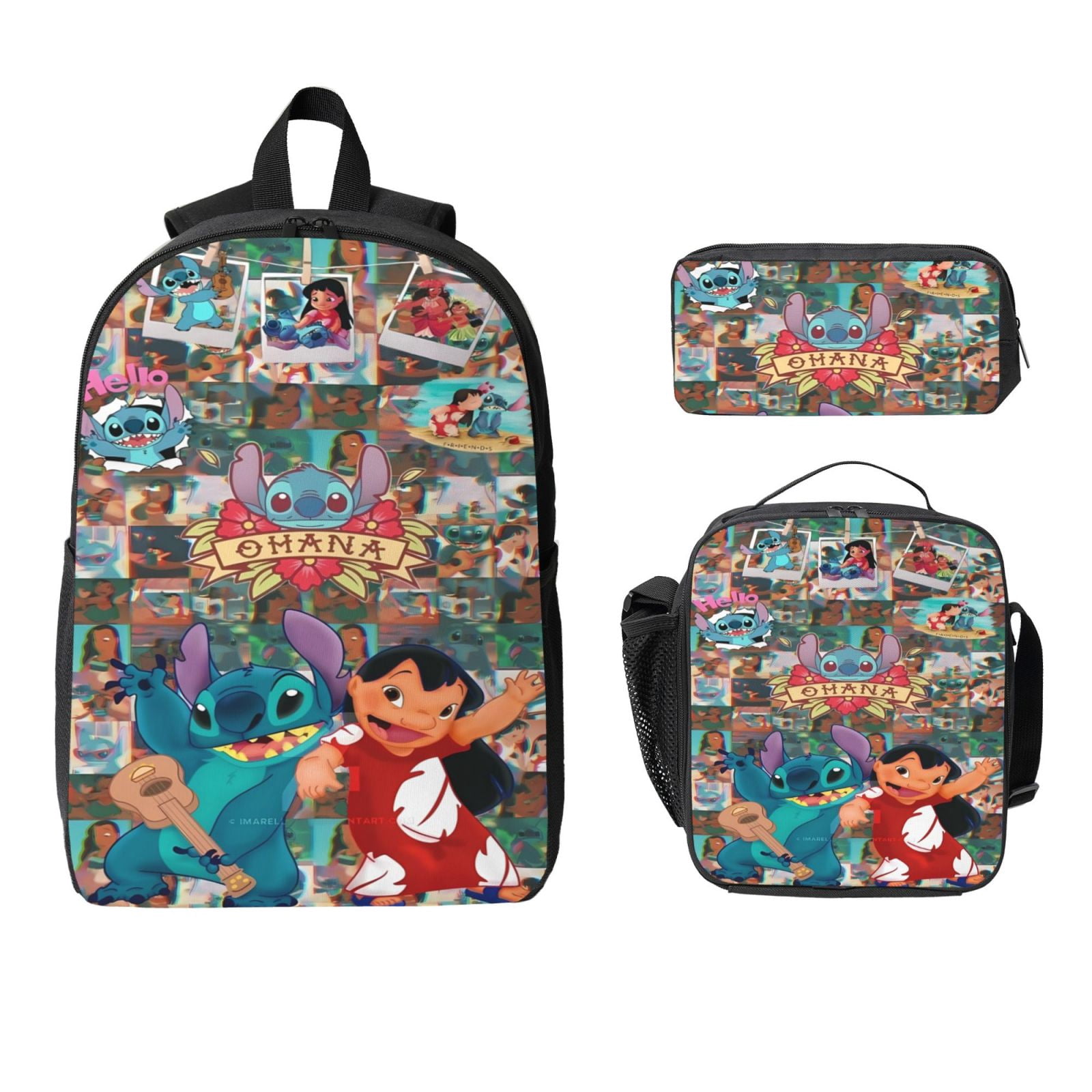 Stitch Backpack 17 Inches Large Capacity Backpacks with Lunch Bag ...