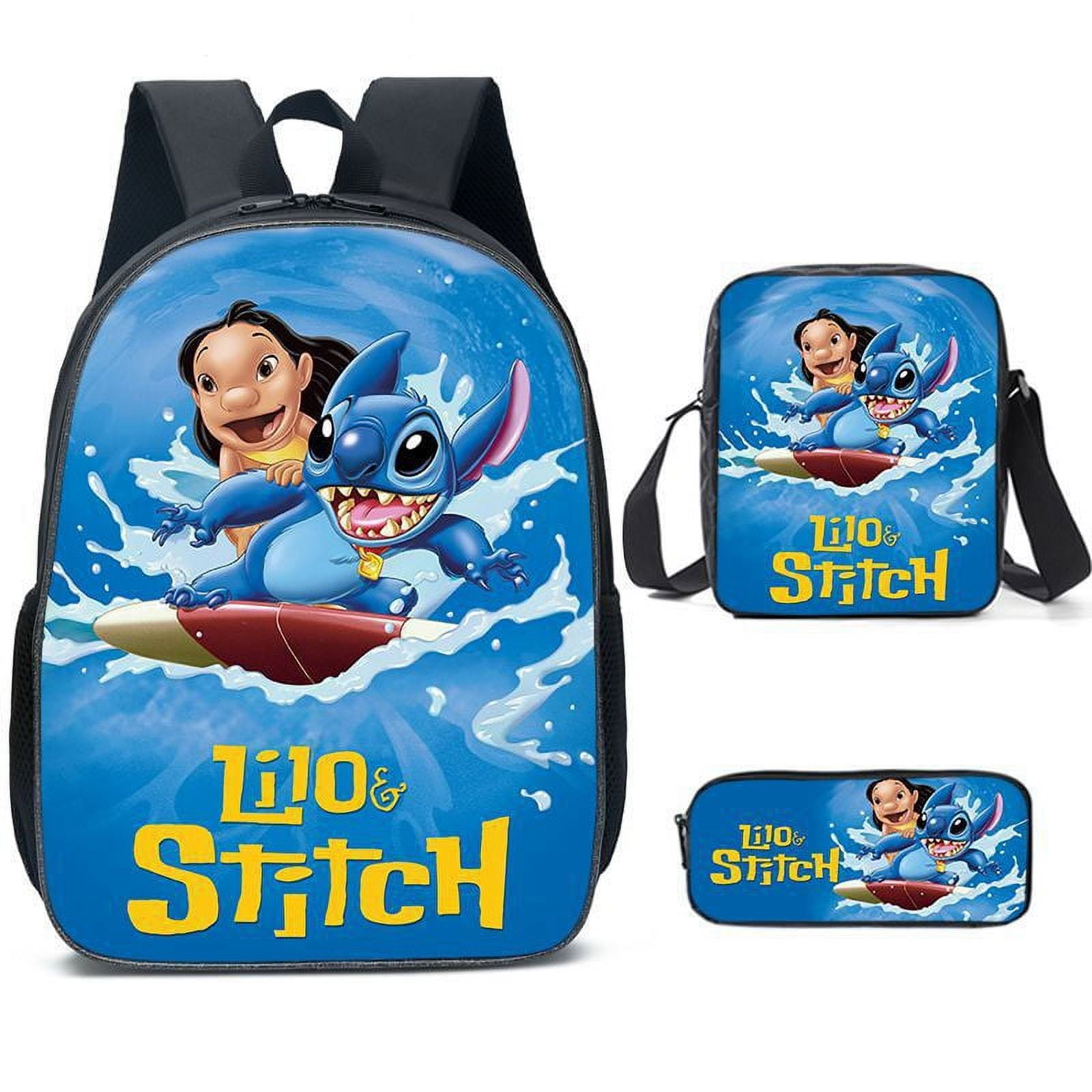Stitch Backpack with Lunch Bag and Pencil Case for Kids Lementary 3D ...