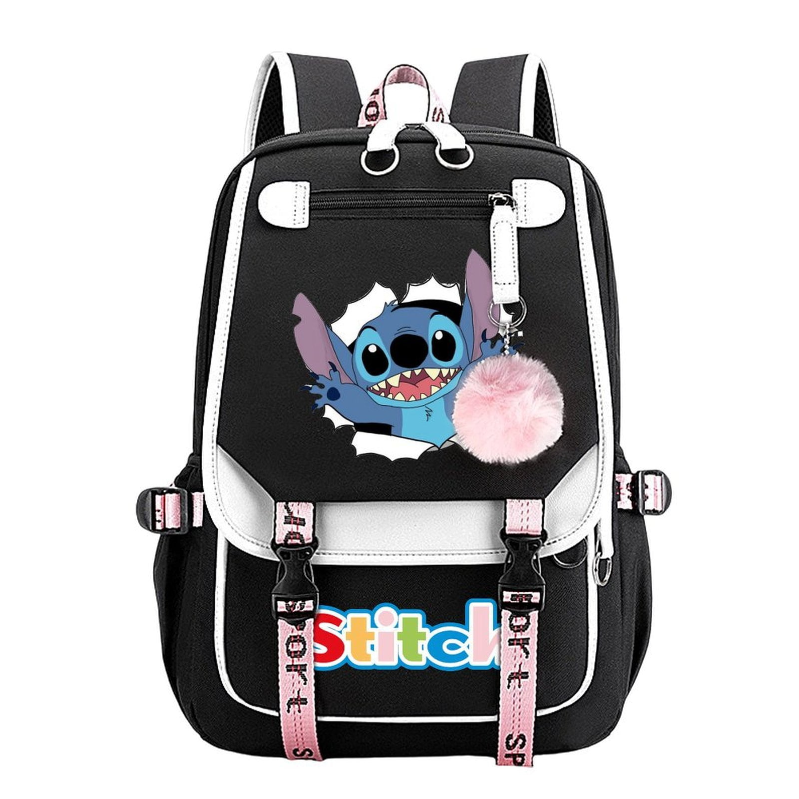 Stitch Backpack with Plush Pendant, 18inch Waterproof Cartoon Anime ...