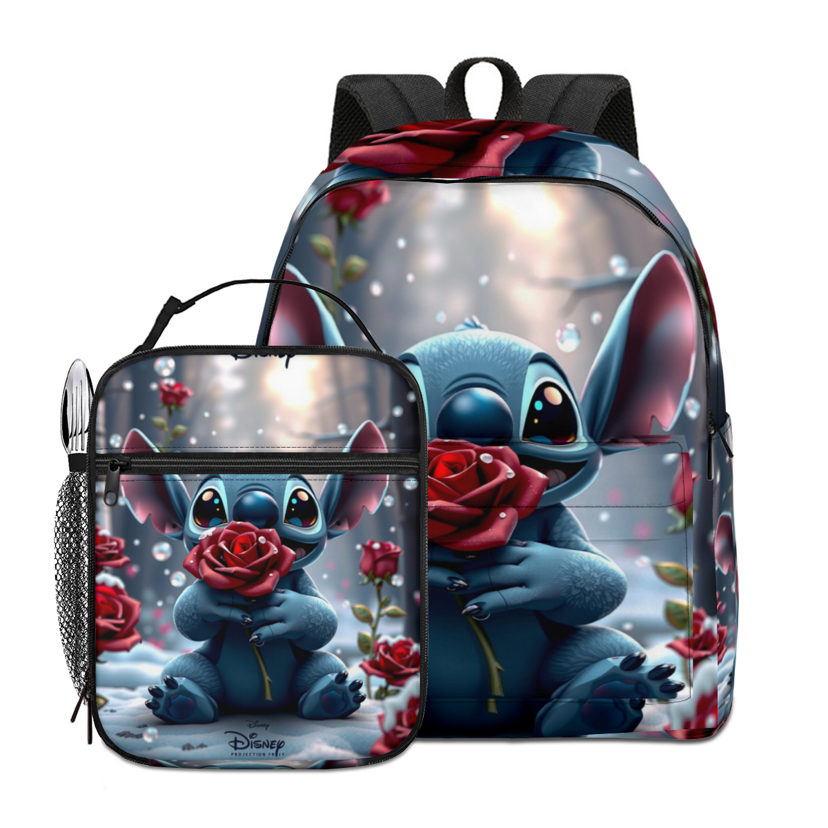 Stitch Backpack with Insulated Lunch Box Set Unisex Travel Outdoor ...