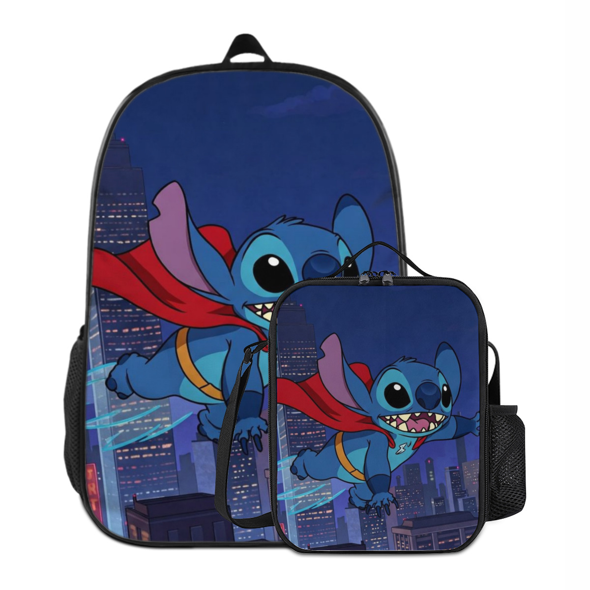Stitch Backpack with Insulated Lunch Box Set Unisex Travel Outdoor ...