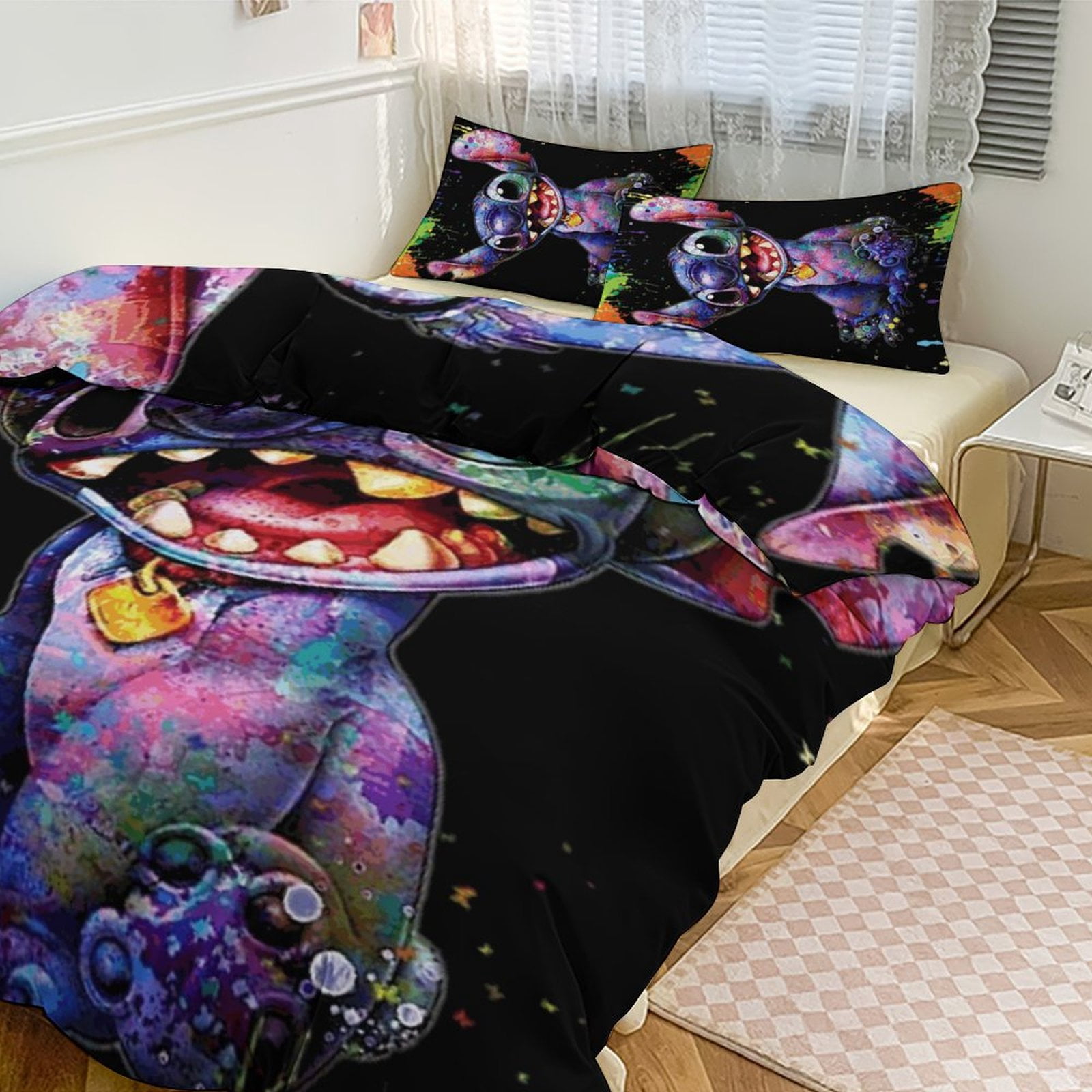 Stitch Bed Duvet Cover Cartoon Bedding Set 3D Lightweight 3 Piece Quilt ...