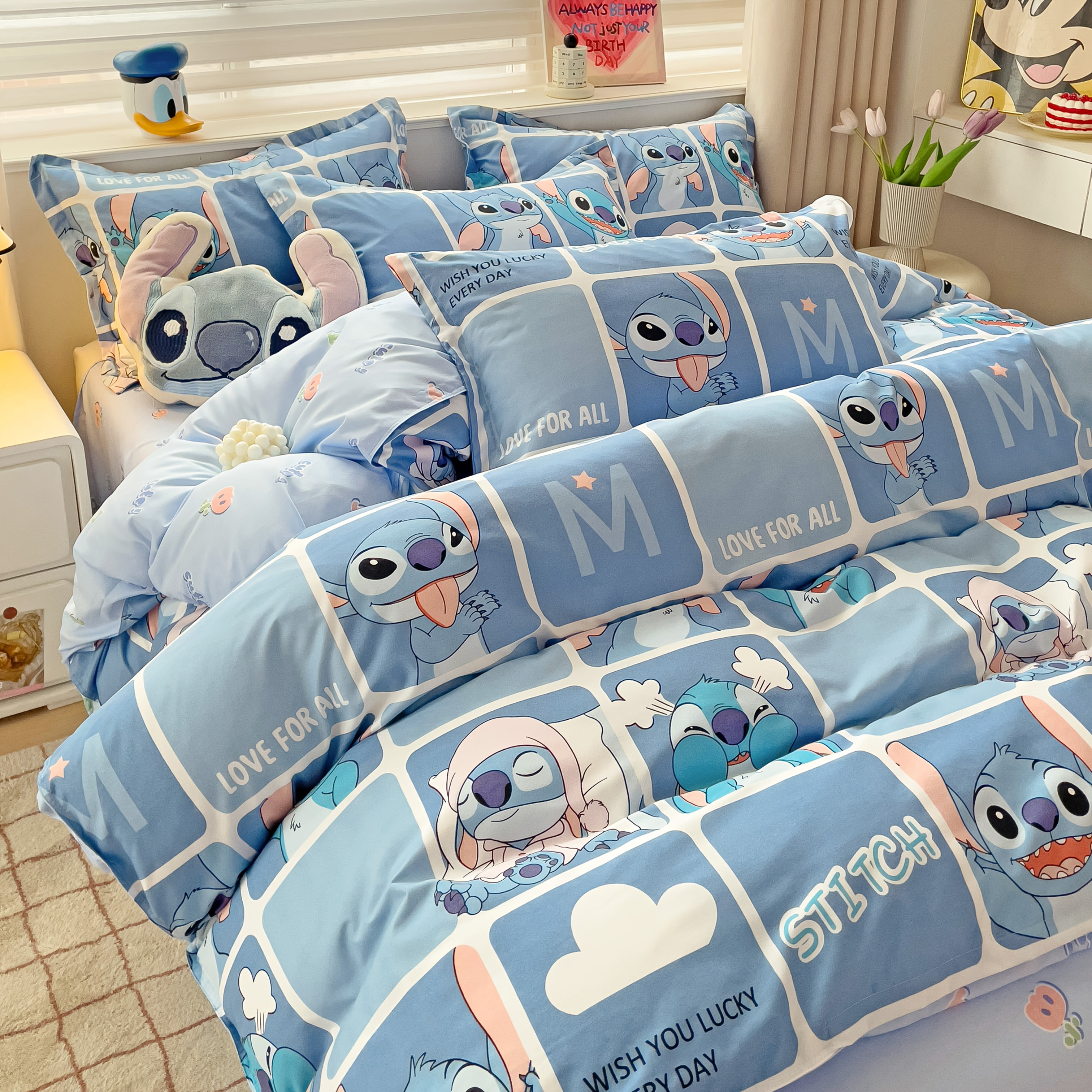 Stitch Bedding 4pcs Set (1 Quilt Cover 1 Bed Sheet 2 Pillowcases, No ...