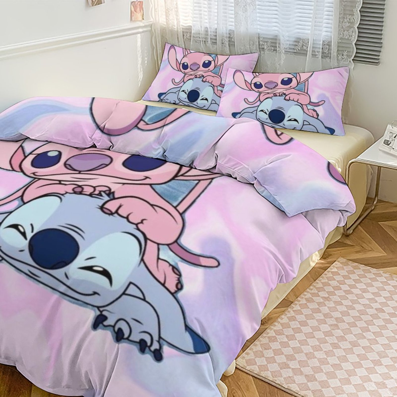 Stitch Bedding Set 3 Piece Soft Duvet Cover Includes 1 Bed Cover And 2 ...