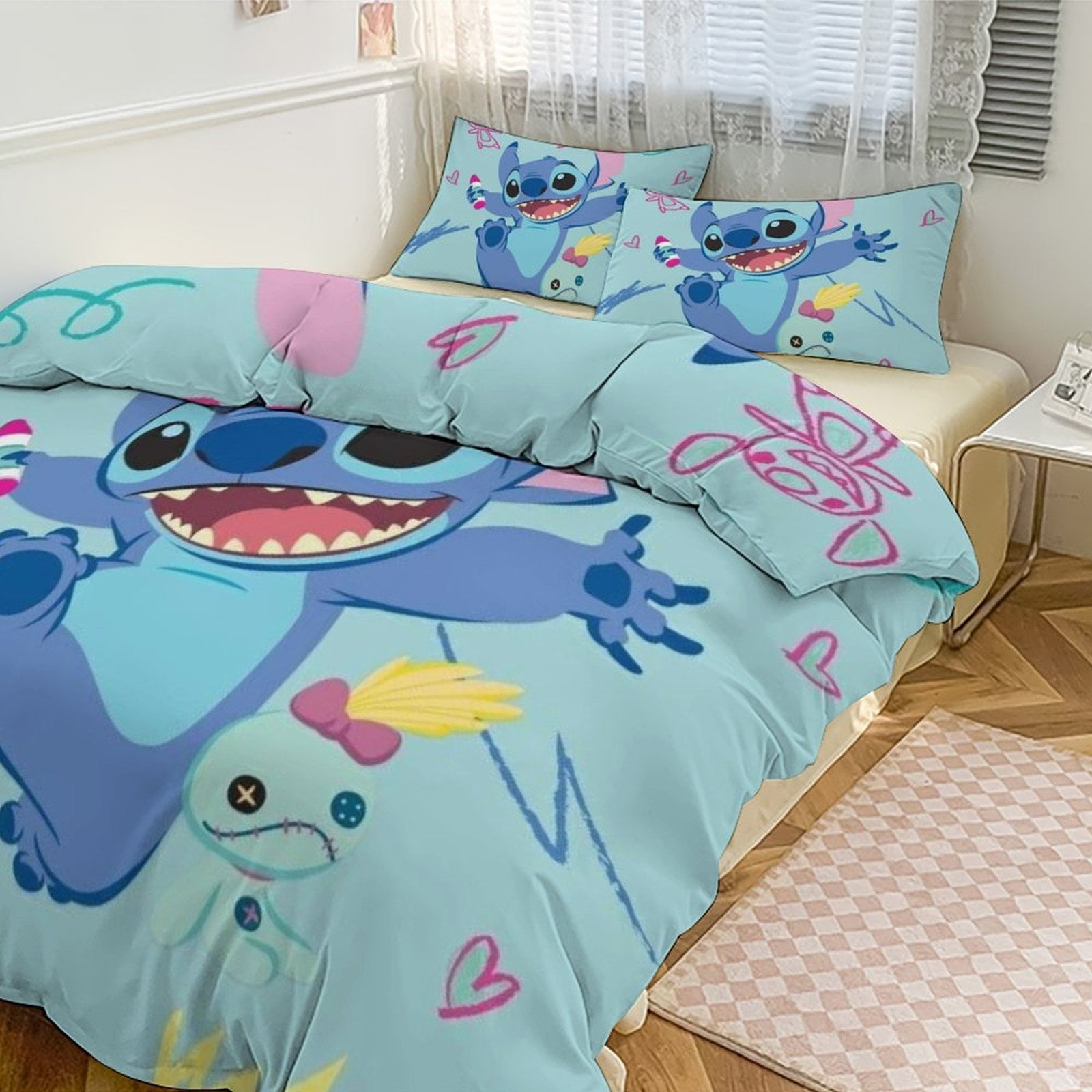 Stitch Bedding Set 3 Piece Soft Duvet Cover Includes 1 Bed Cover And 2 ...