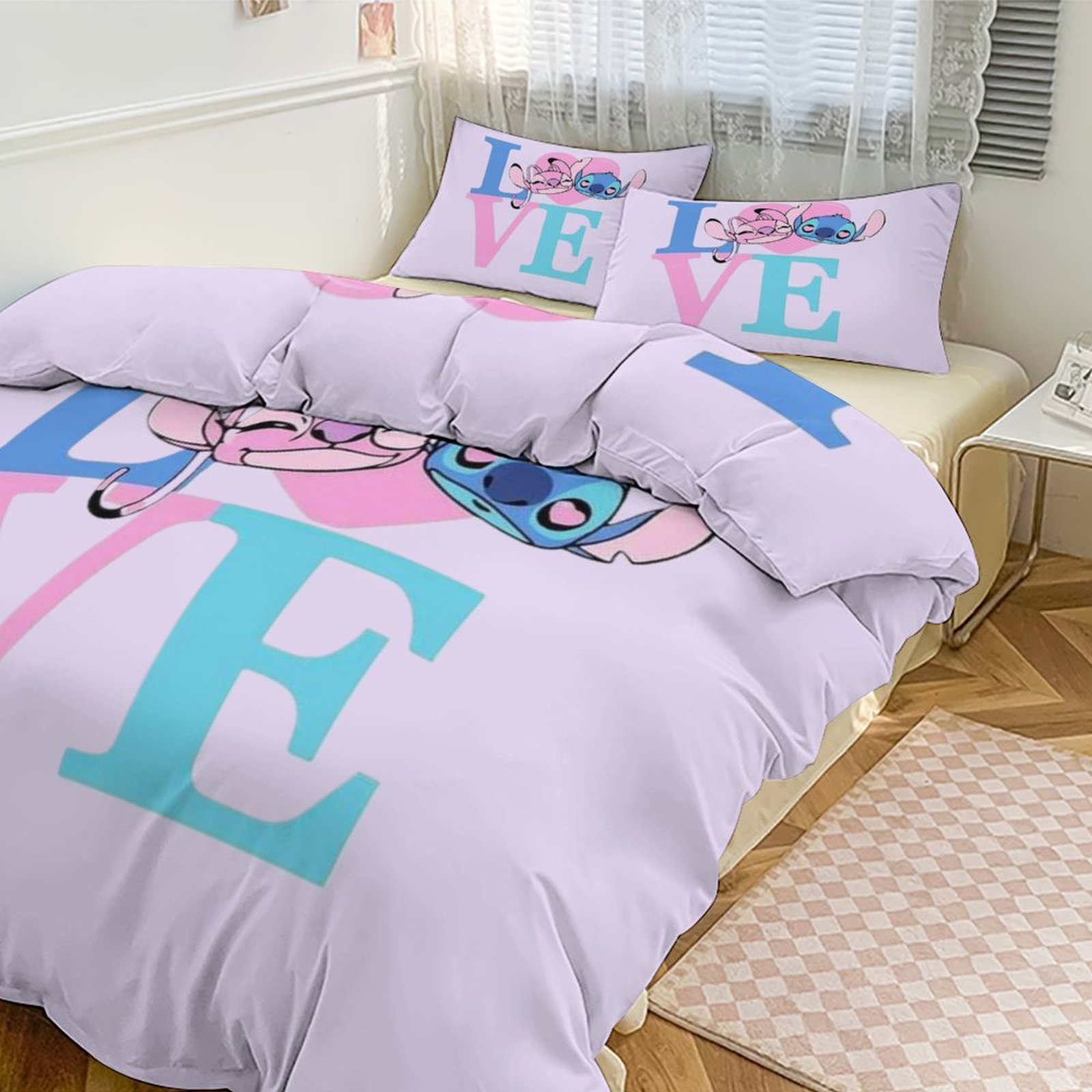 Stitch Bedding Set Anime Three-piece for Boys Girls Teens Full ...