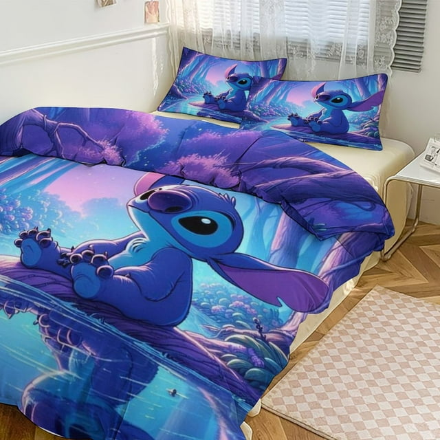 Stitch Bedding Set Anime Three-piece for Boys Girls Teens Queen ...