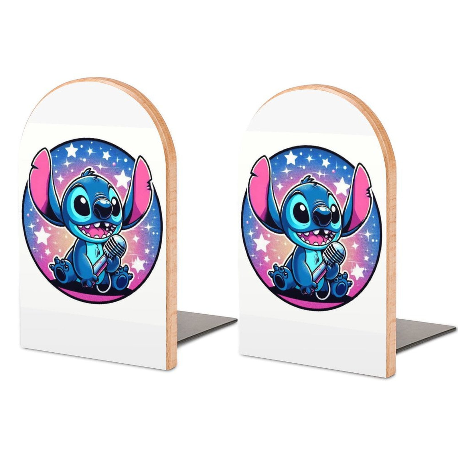 Stitch Being A Rock Star Book Ends,Wood Bookends for Shelves to Hold ...