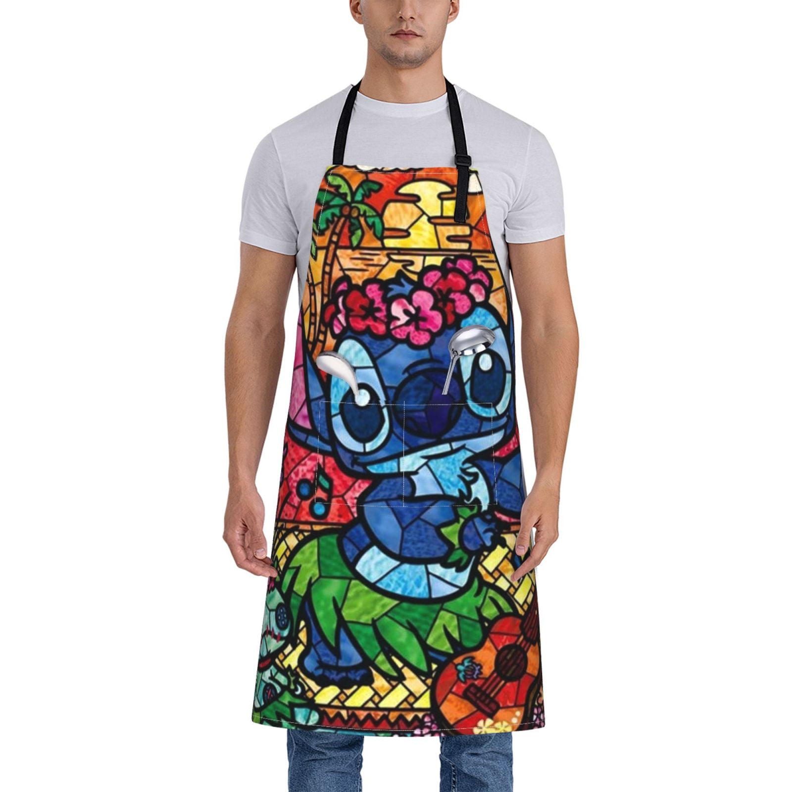Stitch Bib Apron Waterdrop Resistant Adjustable For Men, Chef Apron For ...