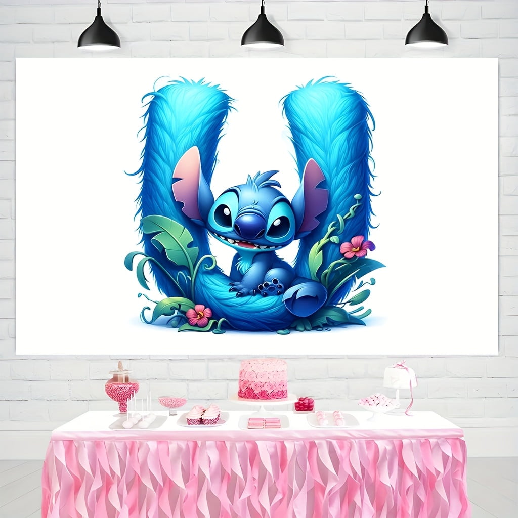 Stitch Birthday Anime Theme Backdrops Banner Birthday Party Decor ...