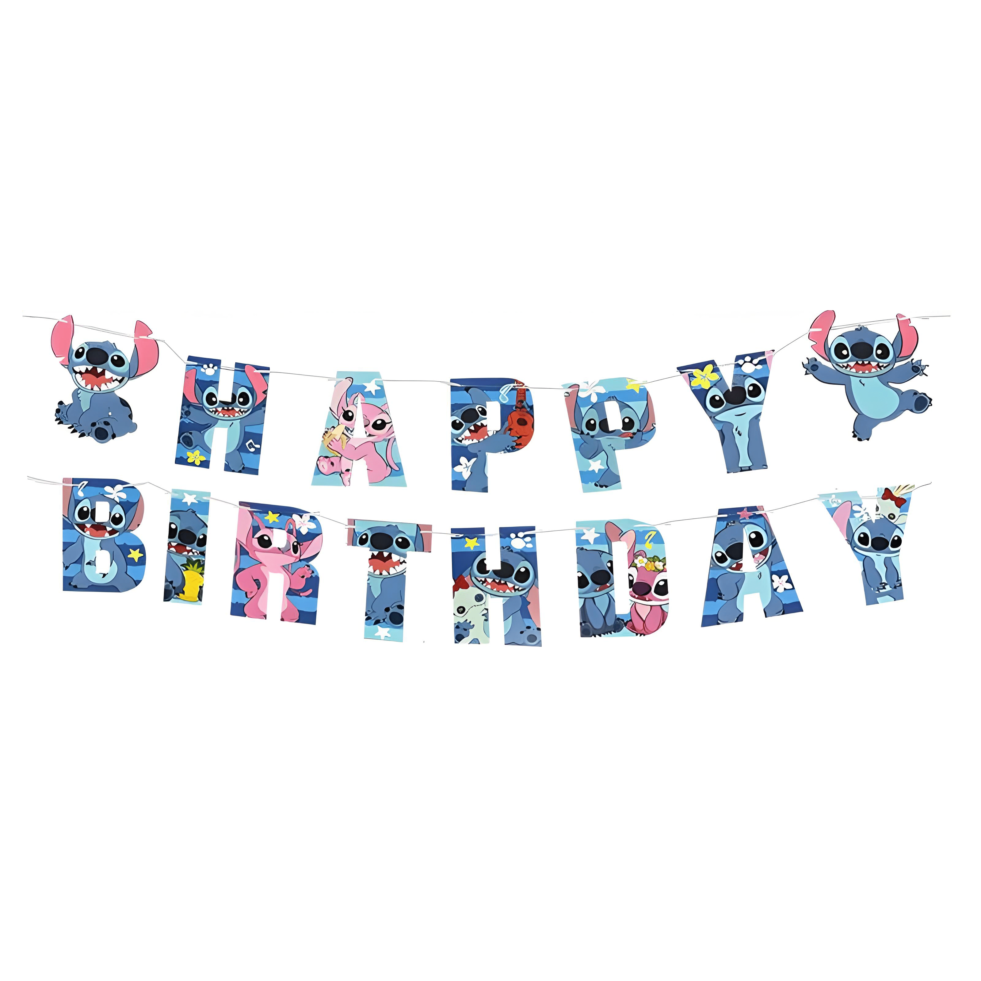 Stitch Birthday Banner Cartoon Happy Birthday banner Happy Birthday ...