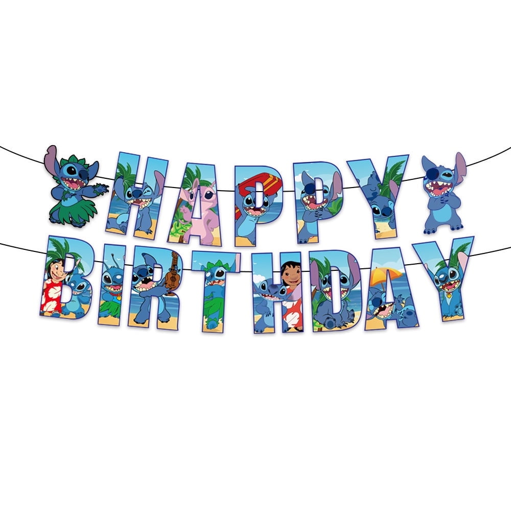 Stitch Birthday Banner for Kids, Paper Party Decorations, Colorful ...