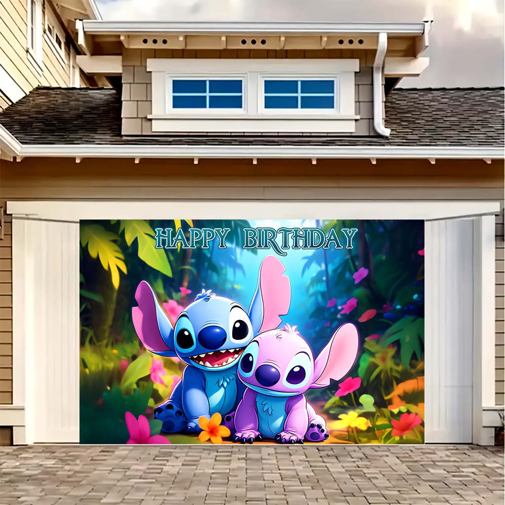 Stitch Birthday Banner - A happy birthday party decoration background ...