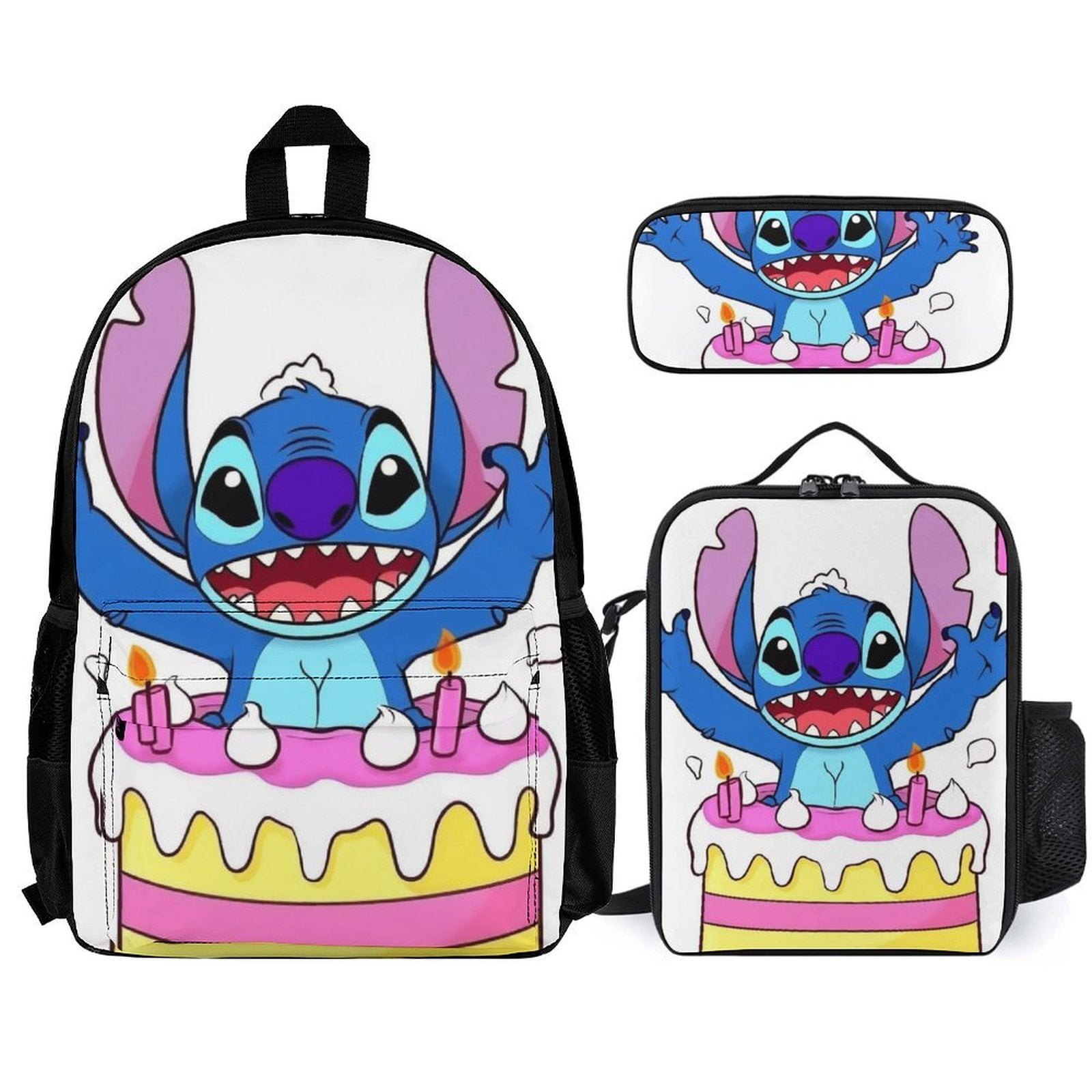 Stitch Birthday Cake 3PCS Backpack Backpack with Lunch Box Pencil Case ...