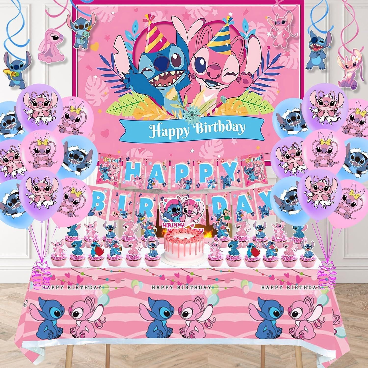 Stitch Birthday Decorations Set - Stitch Party Decorations Supplies Include Banner Tablecloth ...