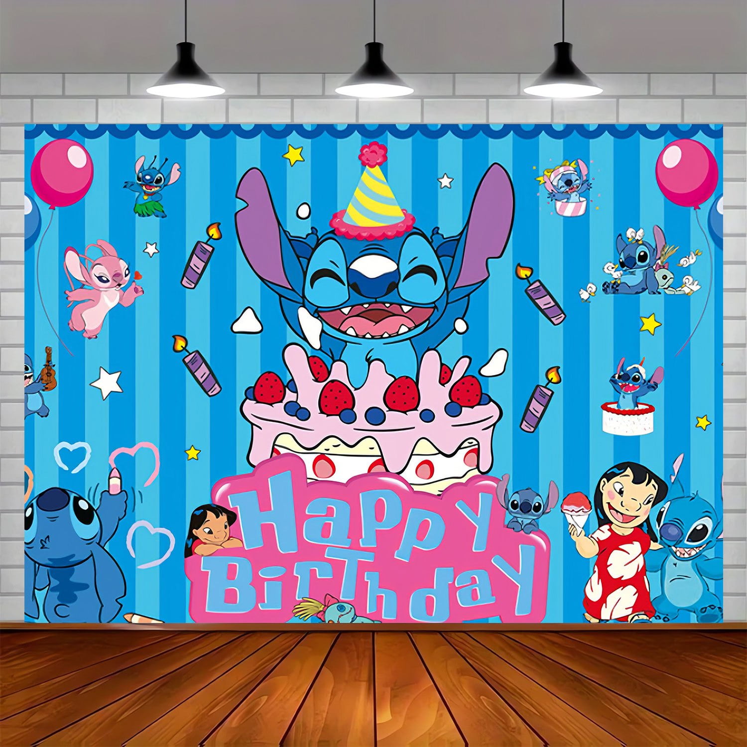 Stitch Birthday Happy background, indoor and outdoor decoration ...