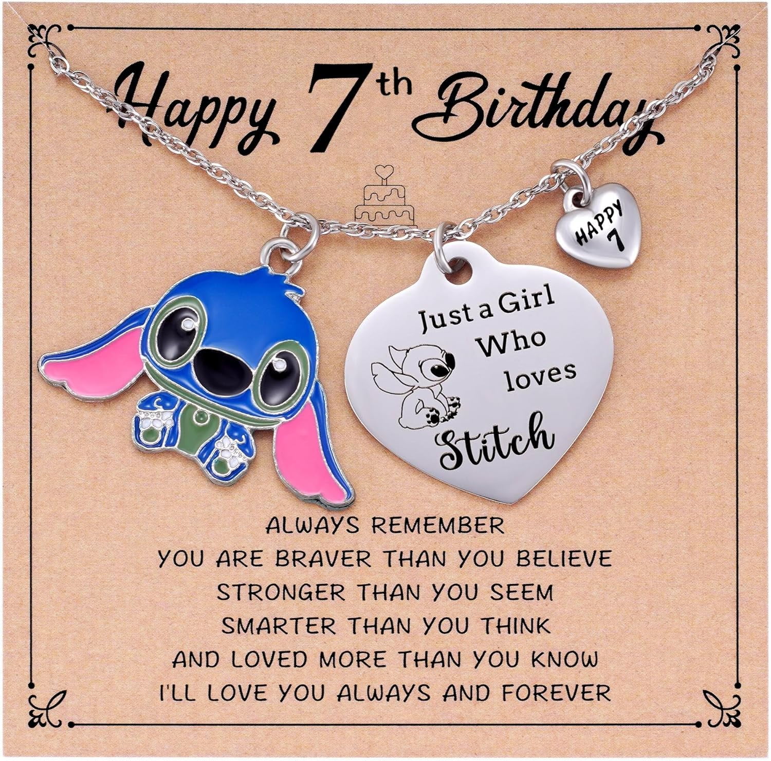 Stitch Birthday Necklace for 3 4 5 6 7 8 9 10 11 12 13 14 15 16 Year ...