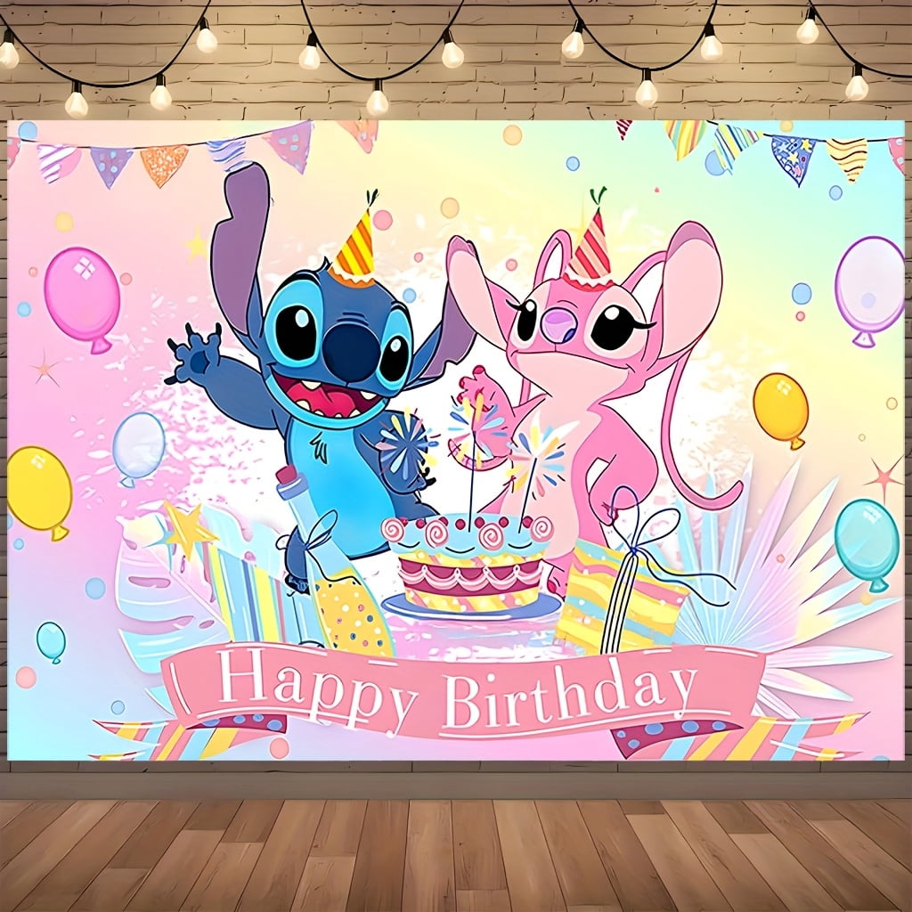 Stitch Birthday Party Background - Text indoor/outdoor decoration ...