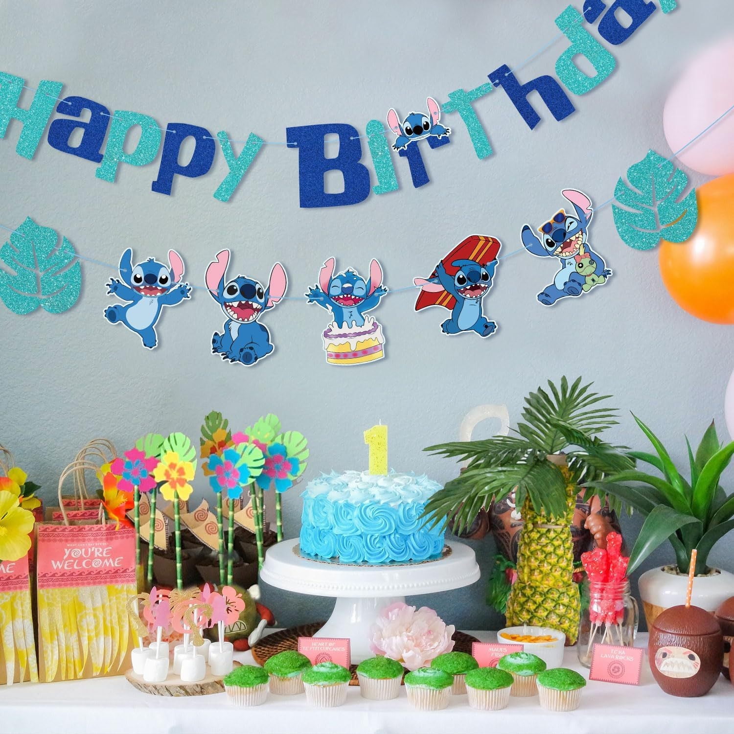 Stitch Birthday Party Banner Stitch Theme Party Banner Cartoon Themed ...