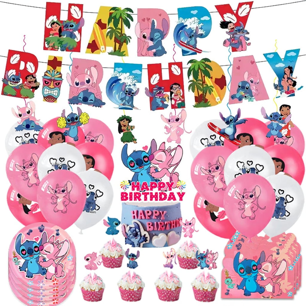 Stitch Birthday Party Supplies,Cartoons Theme Party Decoration Set ...