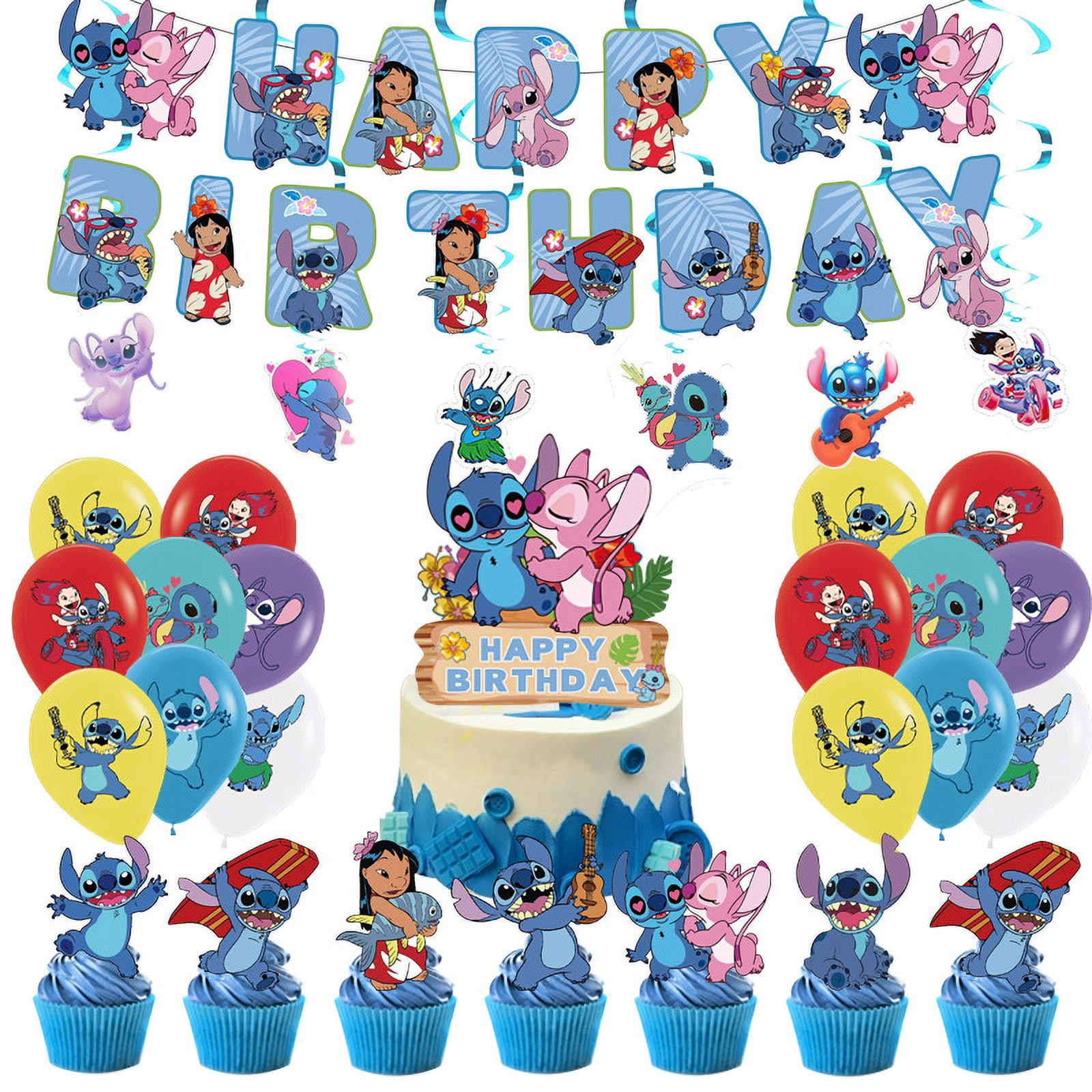 Stitch Birthday Party Supplies,Cartoons Theme Party Decoration Set ...