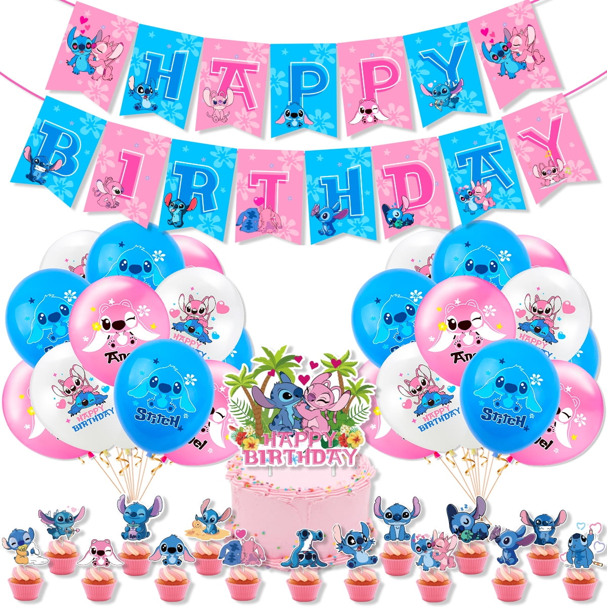 Stitch Birthday Party Supplies,Cartoons Theme Party Decoration Set ...