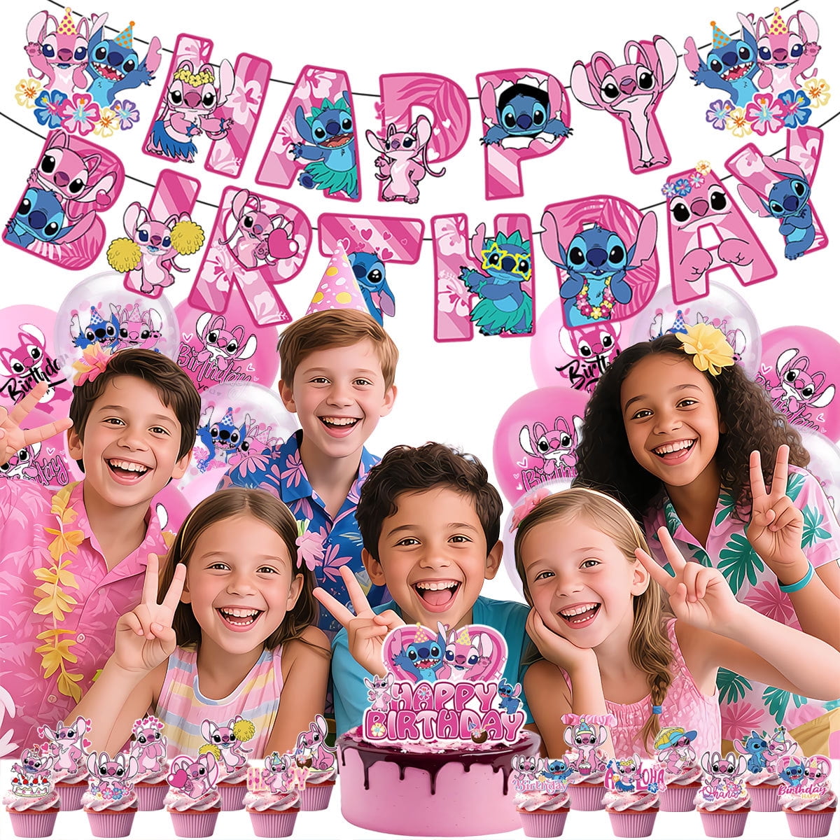 Stitch Birthday Party Supplies,Cartoons Theme Party Decoration Set ...