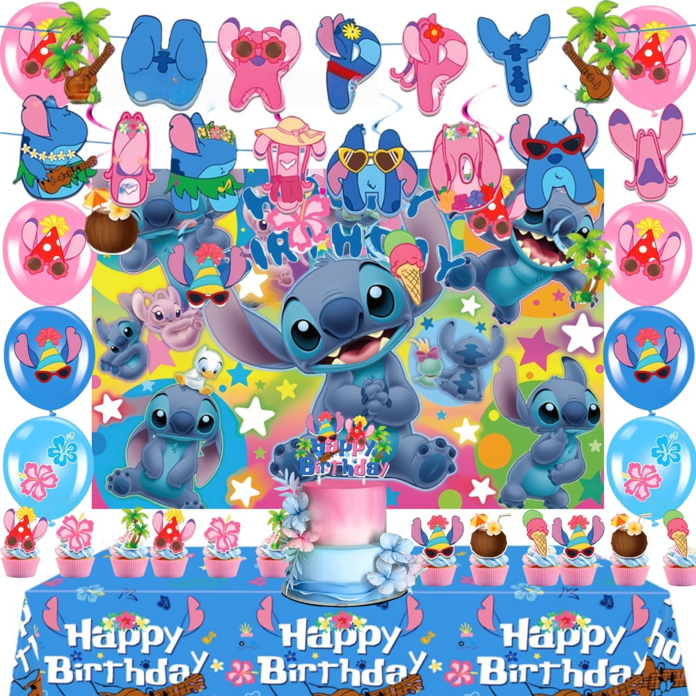 Stitch Birthday Party Supplies, Stitch Party Decorations Set - Stitch Birthday Decoration Banner ...