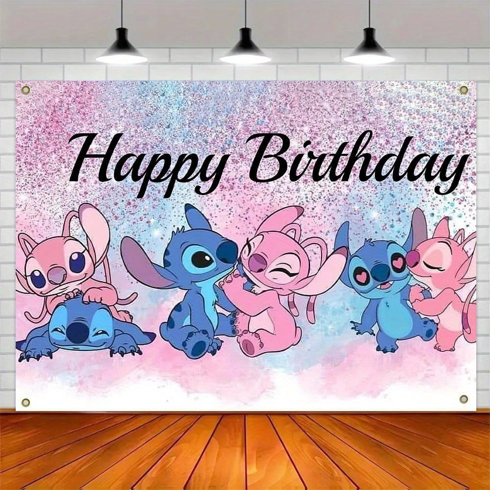 Stitch Birthday party background - Durable banners with easy-to-hang ...