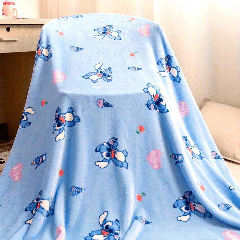 [Stitch Blanket]Soft Flannel Stitch Plush Throw Blanket | Blue Cartoon ...