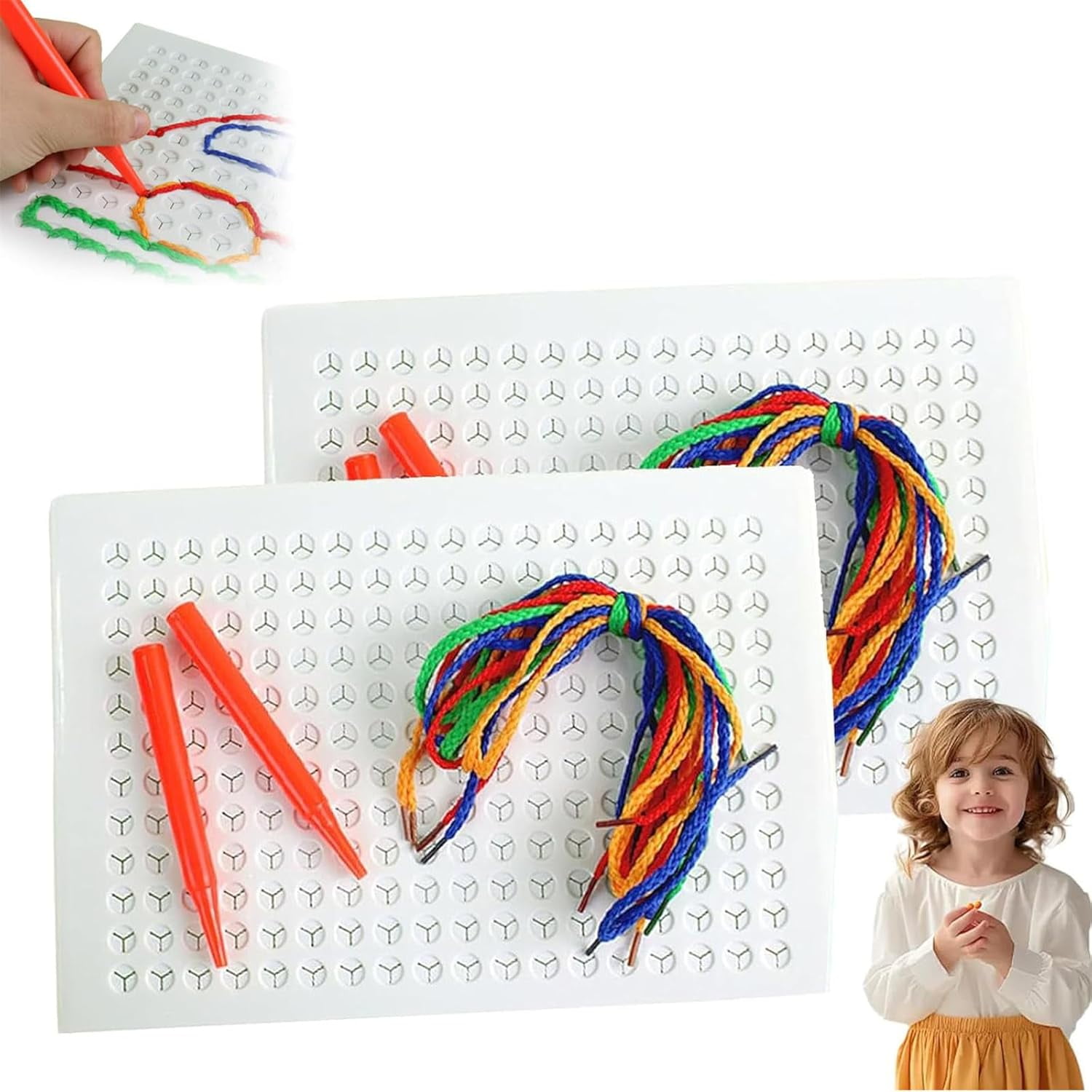 Stitch Board, Yarn Stitch Board, Stitch Board for Kids Thread, Stitch Board Game with Pen and ...