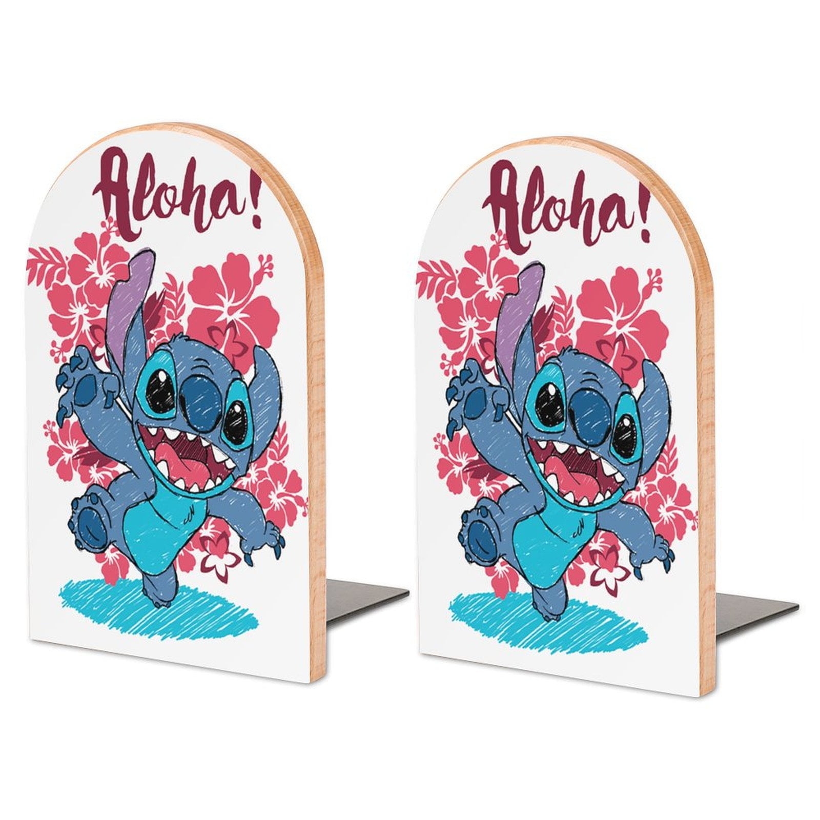 Stitch Bookends Wood Shelves Book Stopper for Heavy Books Stand CD Book ...