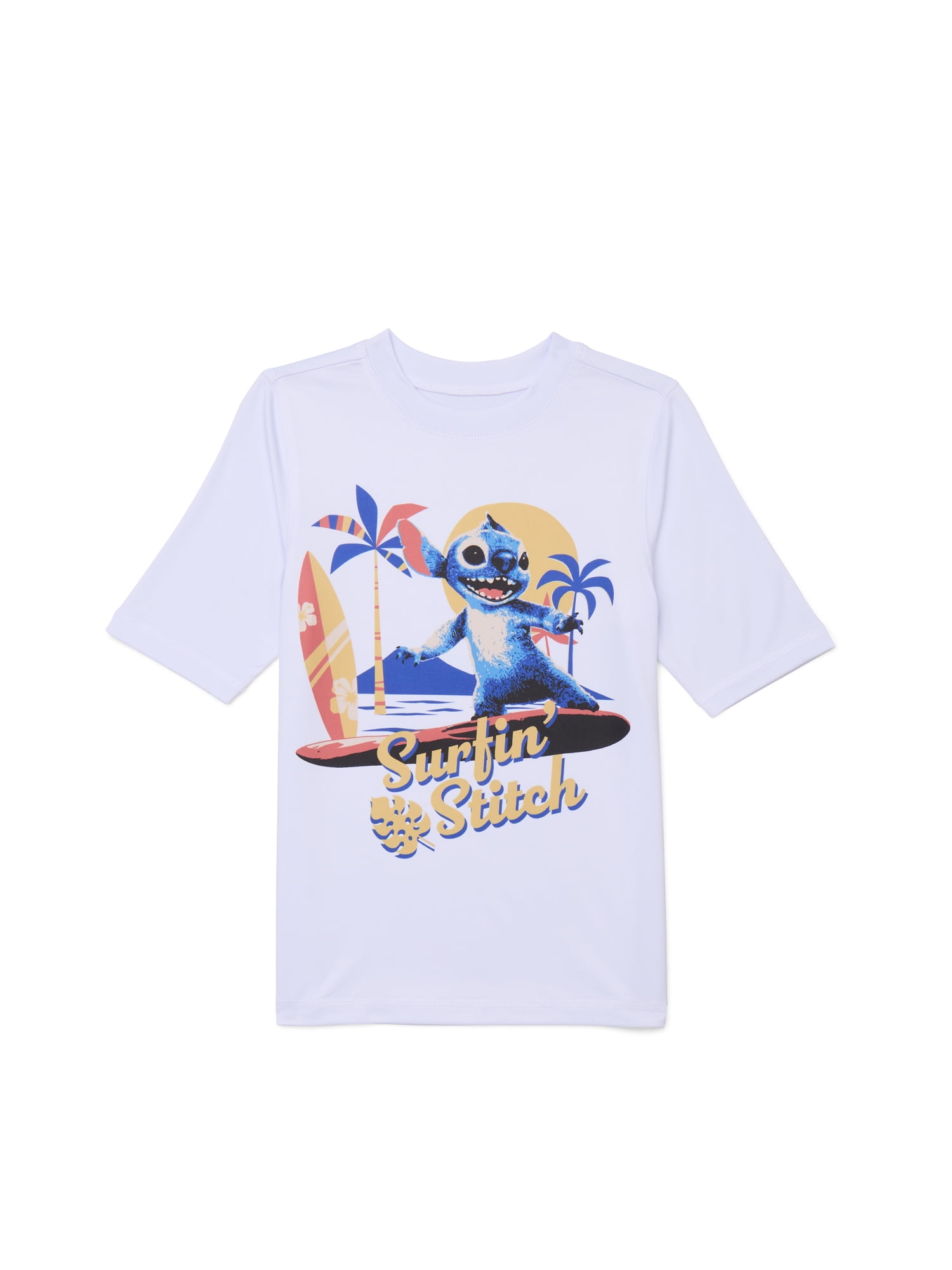 Stitch Boys Swim Rash Guard with Short Sleeves, Sizes 4-12 - Walmart.com