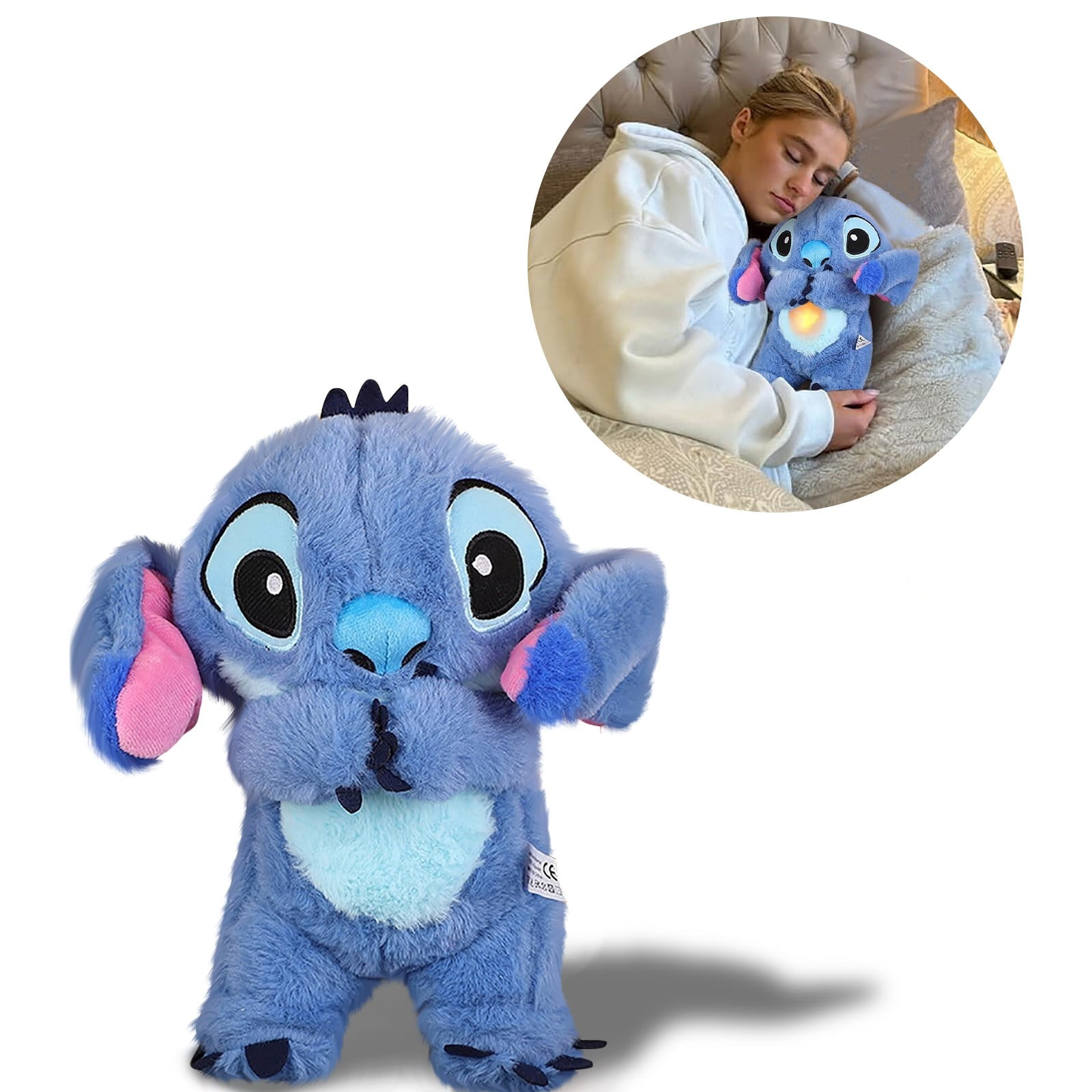 Stitch Breathing Stuffed Animal, Relief Stitch Plush Toy: Baby Sound ...