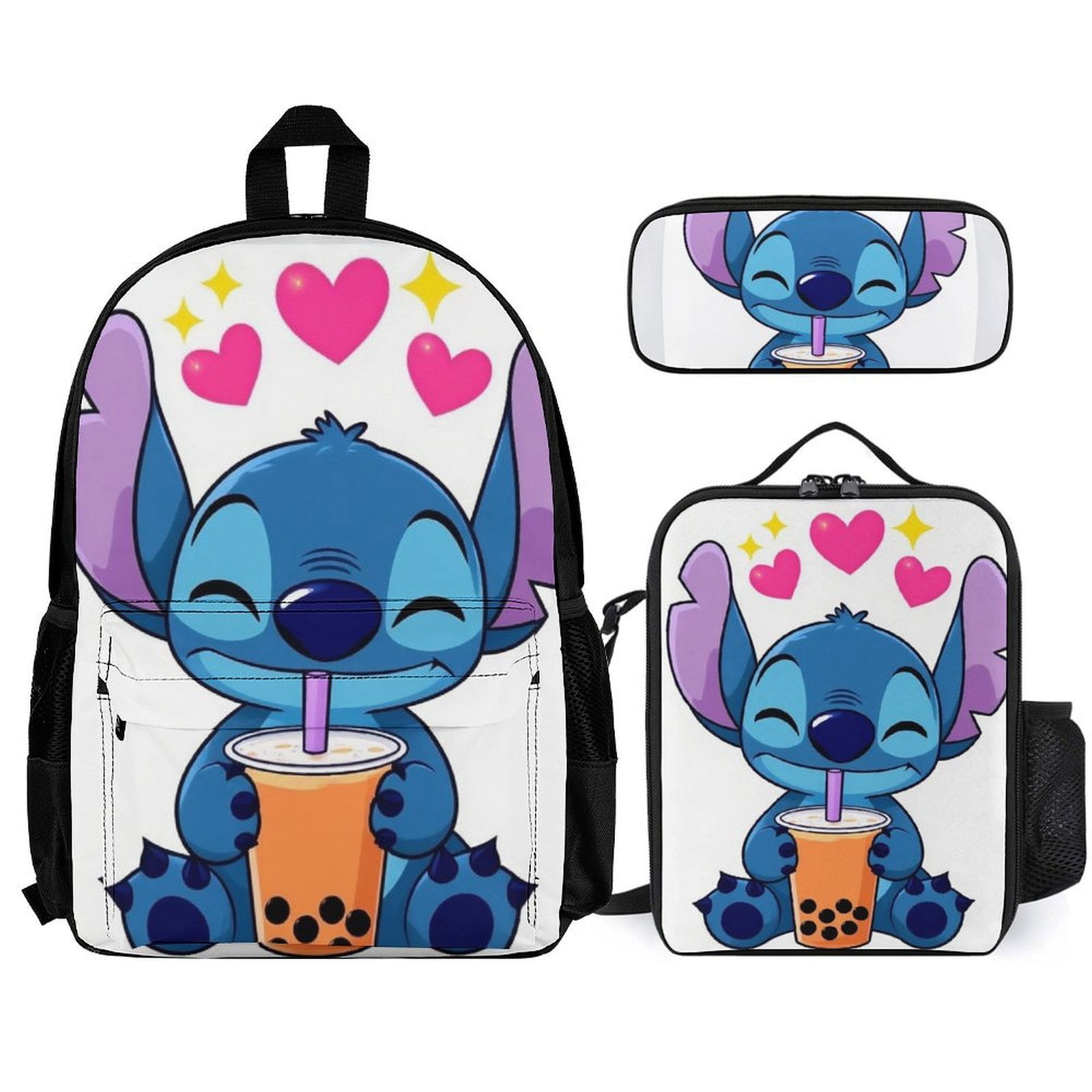 Stitch Bubble Tea Love 3PCS Backpack Backpack with Lunch Box Pencil ...