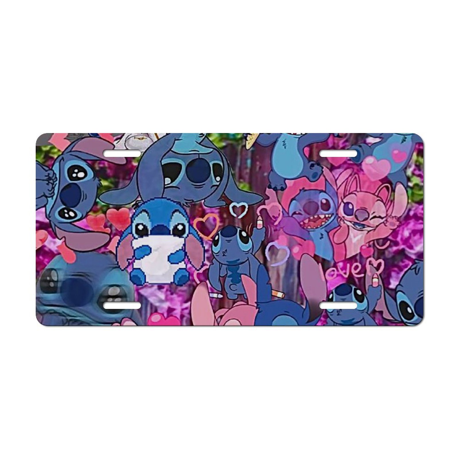 Stitch Car License Plate Cute Anime License Plate Covers Holder ...