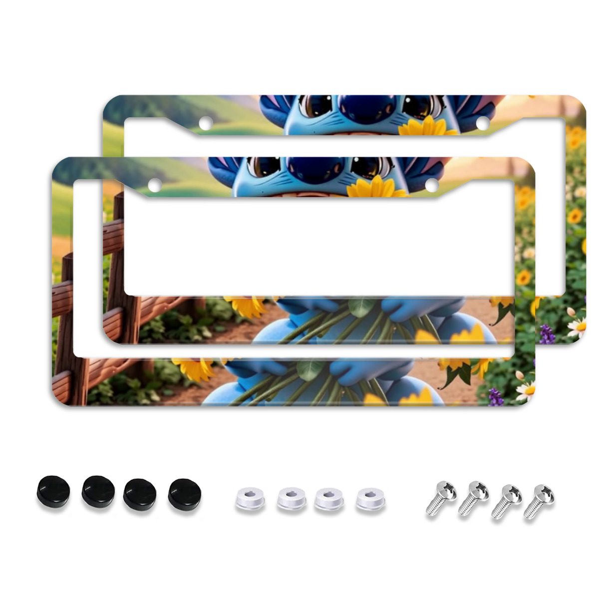 Stitch Car License Plate Frame 2 Pack, License Plate Cover Bracket ...